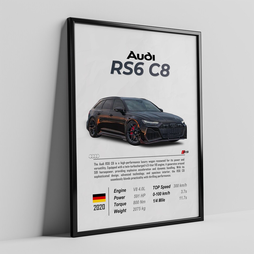 Audi RS6 Poster, Audi Poster, RS 6, RS6 C8, Light Theme, Digital Art ...