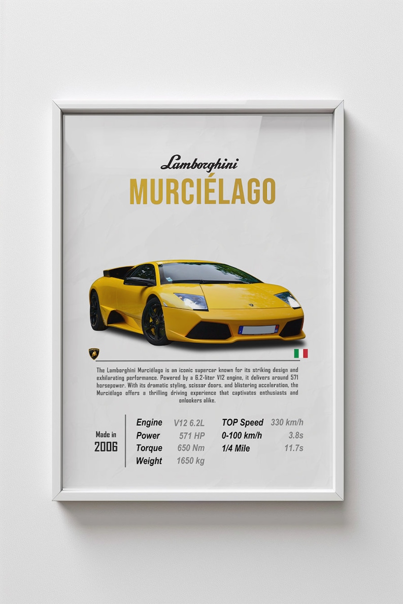 Lamborghini Murcielago Poster, Lambo Poster, Car Poster, Car Posters ...