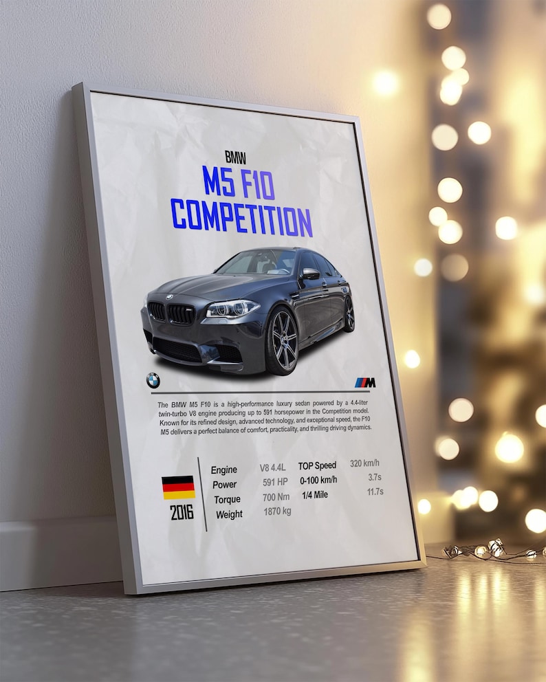 BMW M5 F10 Competition Poster: Car Enthusiast Wall Art (digital ...