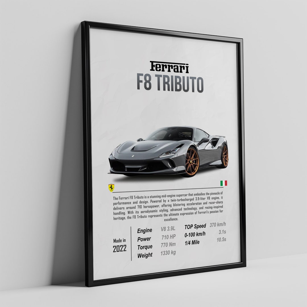 Ferrari F8 Tributo Poster, Ferrari Poster, Car Poster, Car Posters ...