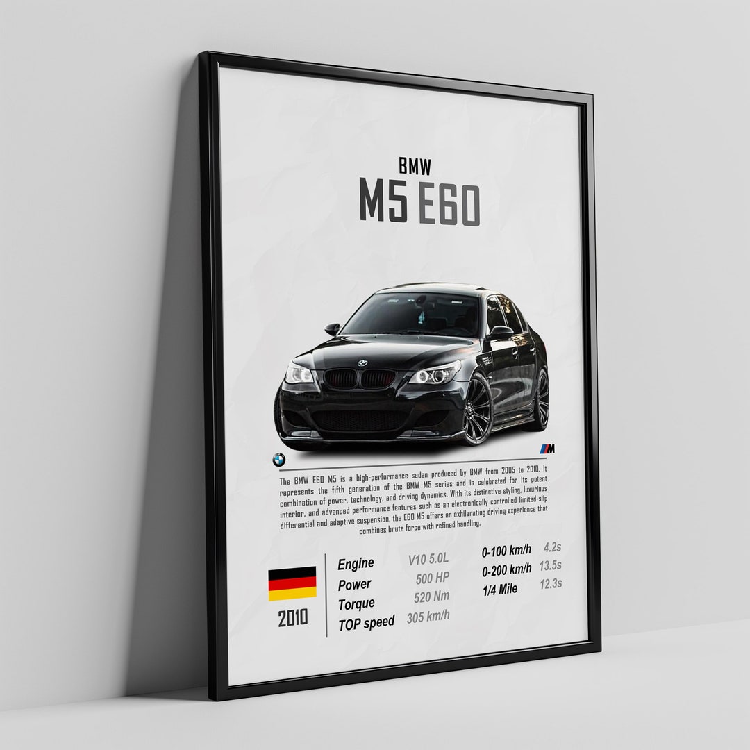 BMW M5 E60, BMW Poster, E60, M5 E60, Car Poster, Car Posters, Digital ...