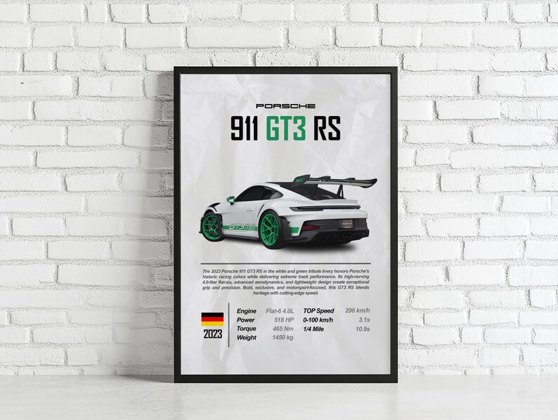 Porsche 911 GT3 RS Poster | GT3RS Wall Art | Porsche Supercar Digital ...
