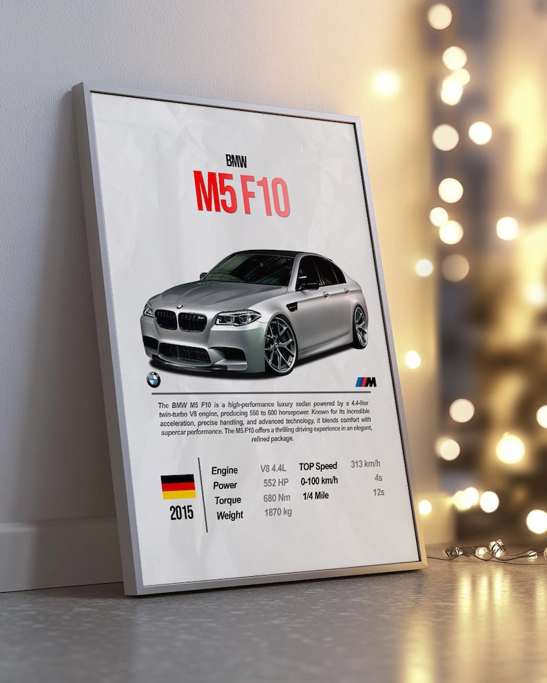 BMW M5 F10, BMW Poster, F10, M5 F10, Car Poster, Car Posters, Digital ...