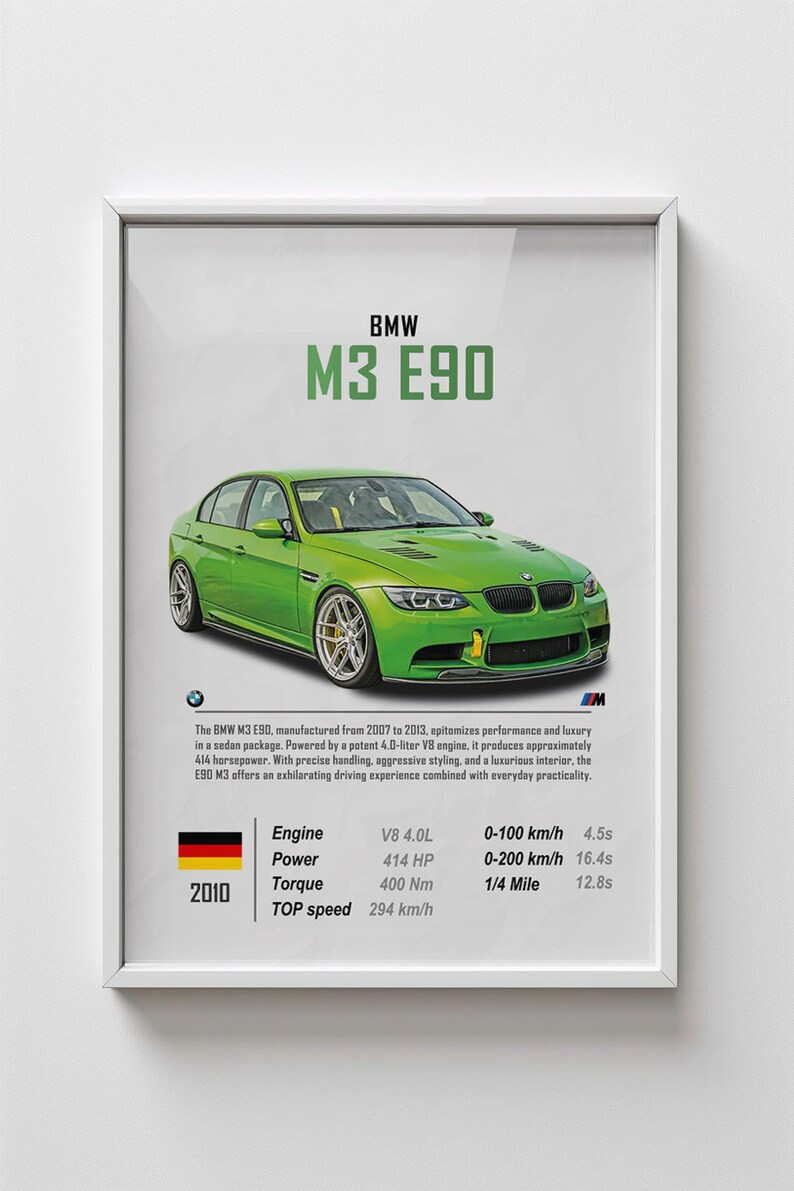 BMW M3 E90 Poster: Car Enthusiast Wall Art (digital Download) - Etsy