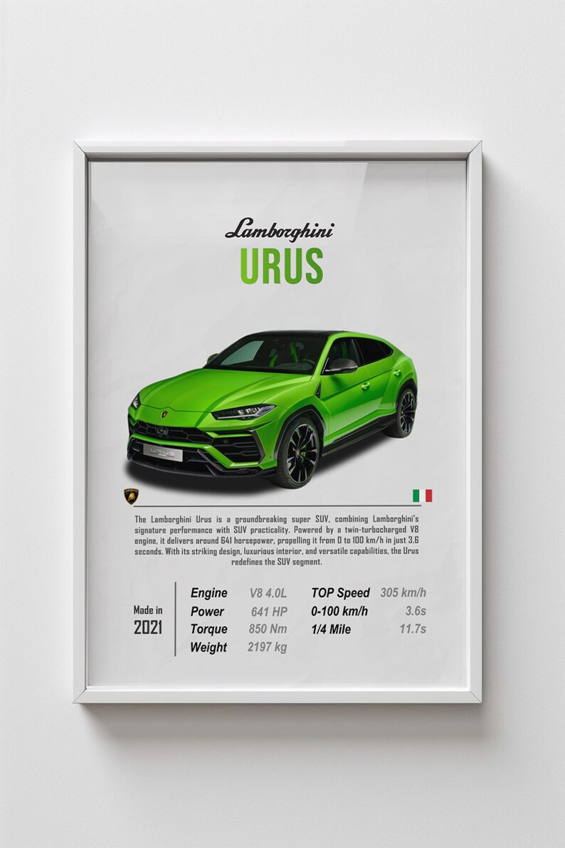 Lamborghini Urus Poster, Lambo Poster, Car Poster, Car Posters, Digital ...