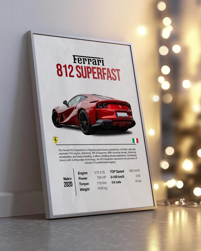 Ferrari 812 Superfast Poster, Ferrari Poster, Car Poster, Car Posters ...