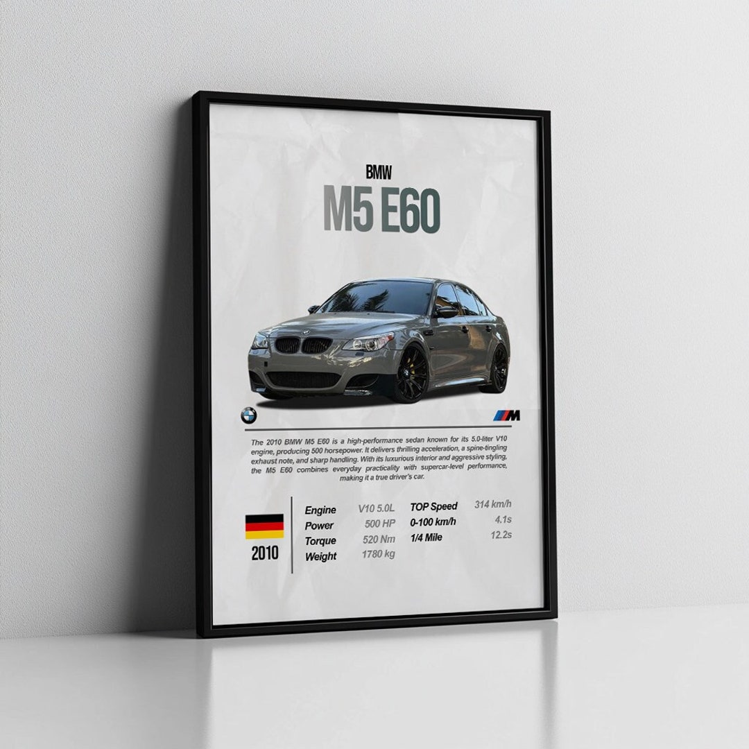 BMW M5 E60, BMW Poster, E60, M5 E60, Car Poster, Car Posters, Digital ...