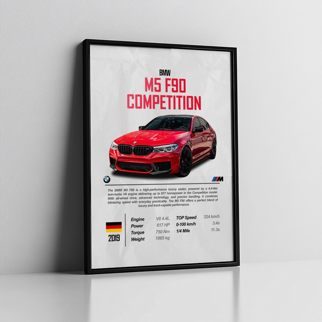 BMW M5 F90, BMW Poster, M5 F90, Car Poster, Car Posters, Digital ...