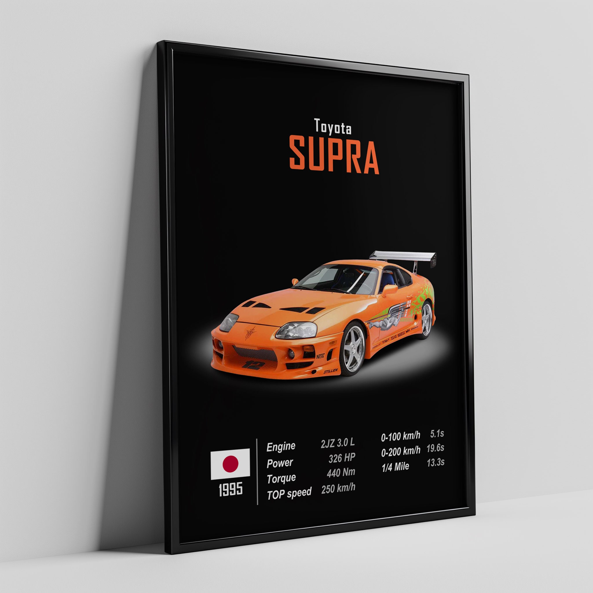 Toyota Supra Poster, Supra Poster, Paul Walker, Car Poster, Digital ...