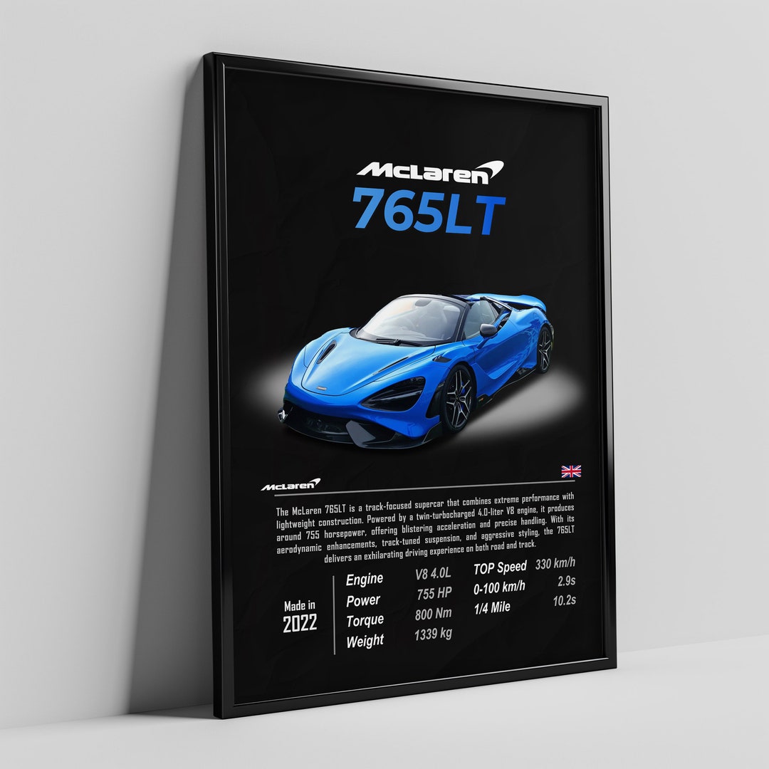 Mclaren 765LT Car Poster: Automotive Wall Art (digital Download) - Etsy