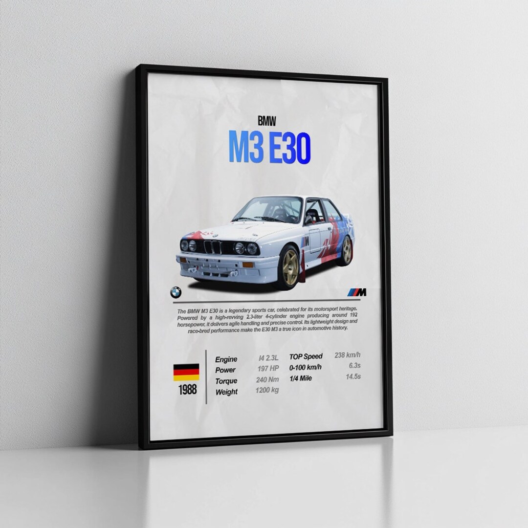 BMW M3 E30 Poster: Car Enthusiast Wall Art (digital Download) - Etsy