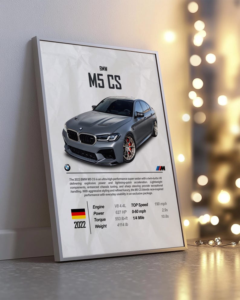 BMW M5 CS Digital Poster | High Performance Sedan Artwork | BMW M Power ...