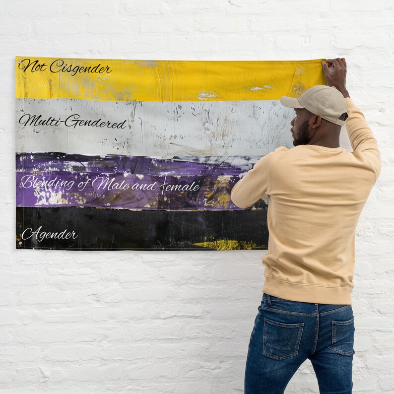 Creative Non Binary Pride Flag With "know Your Flag" Details - Weathered Look (3ft X 5ft) (36in ...