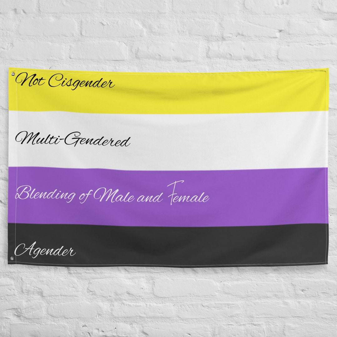 Creative Non Binary Pride Flag With "know Your Flag" Details (3ft X 5ft) (36in X 60in) - Etsy