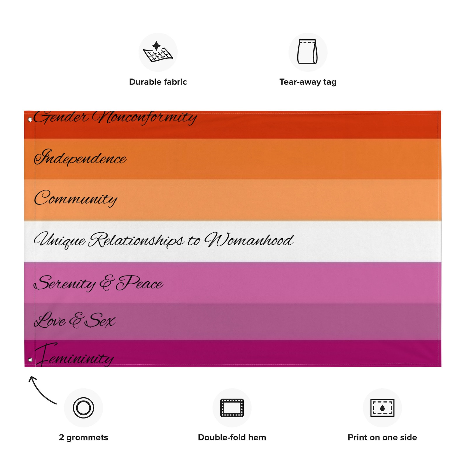 Creative Lesbian Pride Flag With "know Your Flag" Details (3ft X 5ft) (36in X 60in) - Etsy