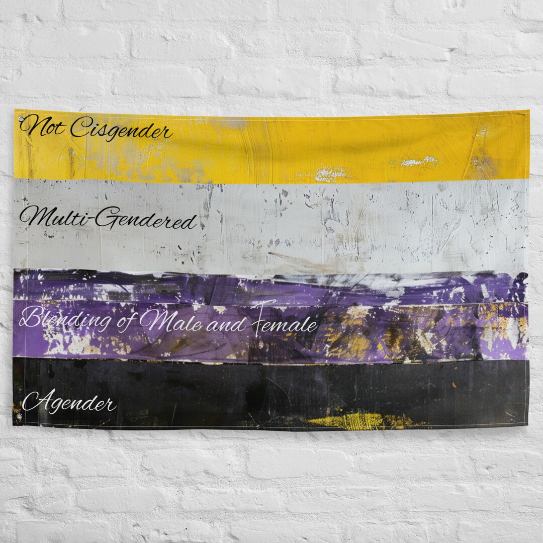 Creative Non Binary Pride Flag With "know Your Flag" Details - Weathered Look (3ft X 5ft) (36in ...