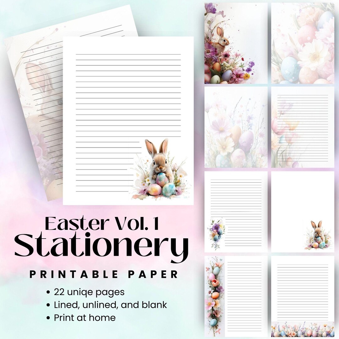 Easter Bunny Letter Printable | 22 Page Easter Stationery Set PDF ...