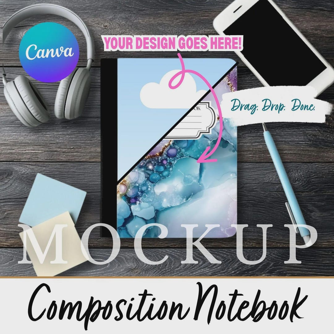 Canva MOCKUP for Composition Notebooks Back to School Drag & Drop ...