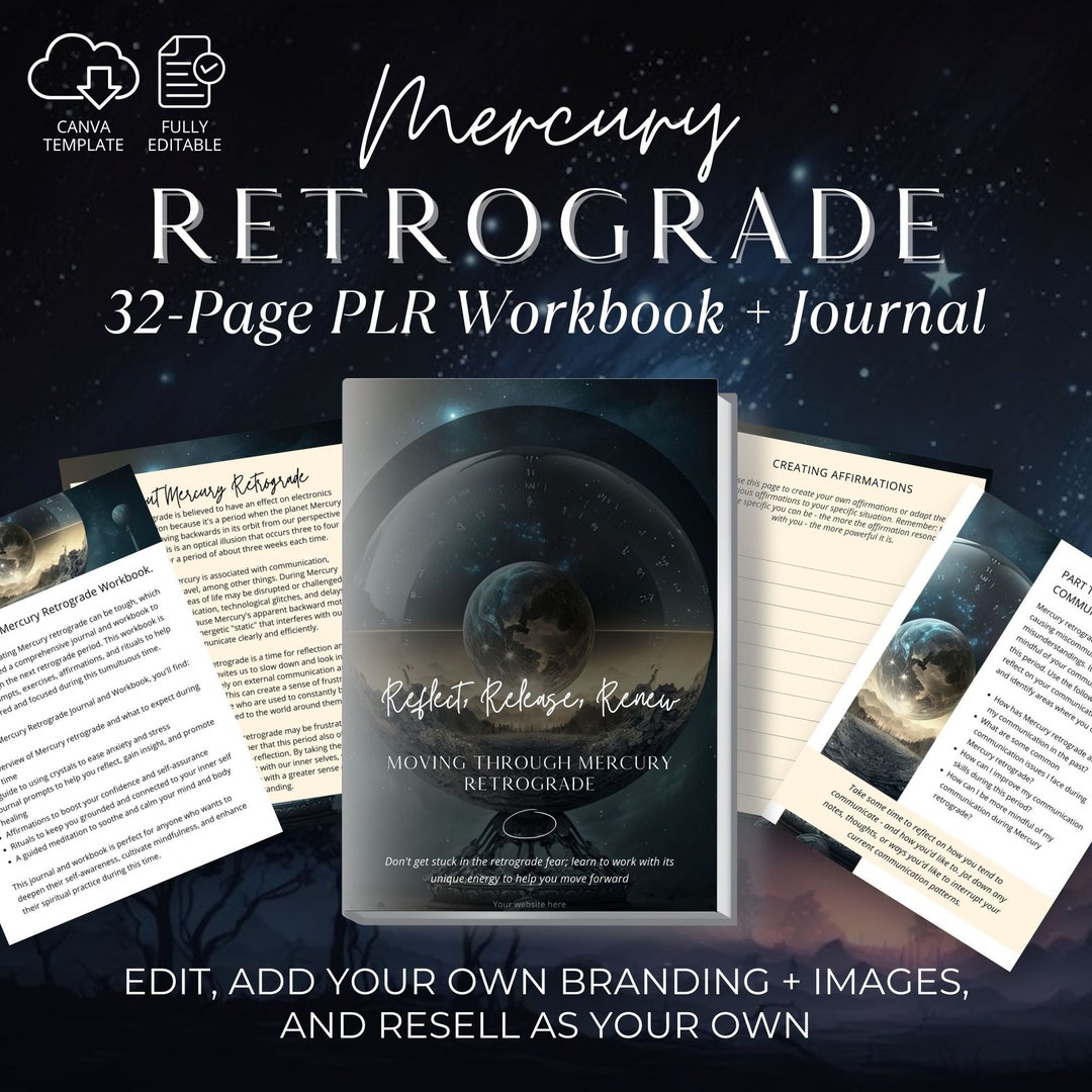 Mercury Retrograde WORKBOOK for Resale Retrograde PLR Canva Template Retrograde Work Book ...