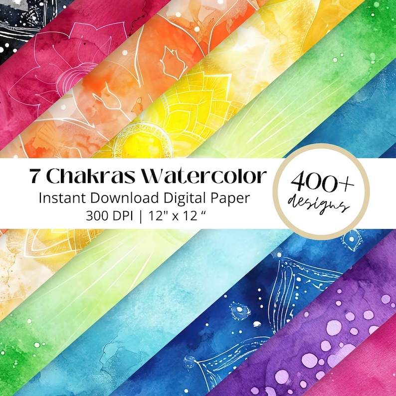 7 Chakras DIGITAL PAPER for Crafting Printable Chakra Scrapbook Paper ...