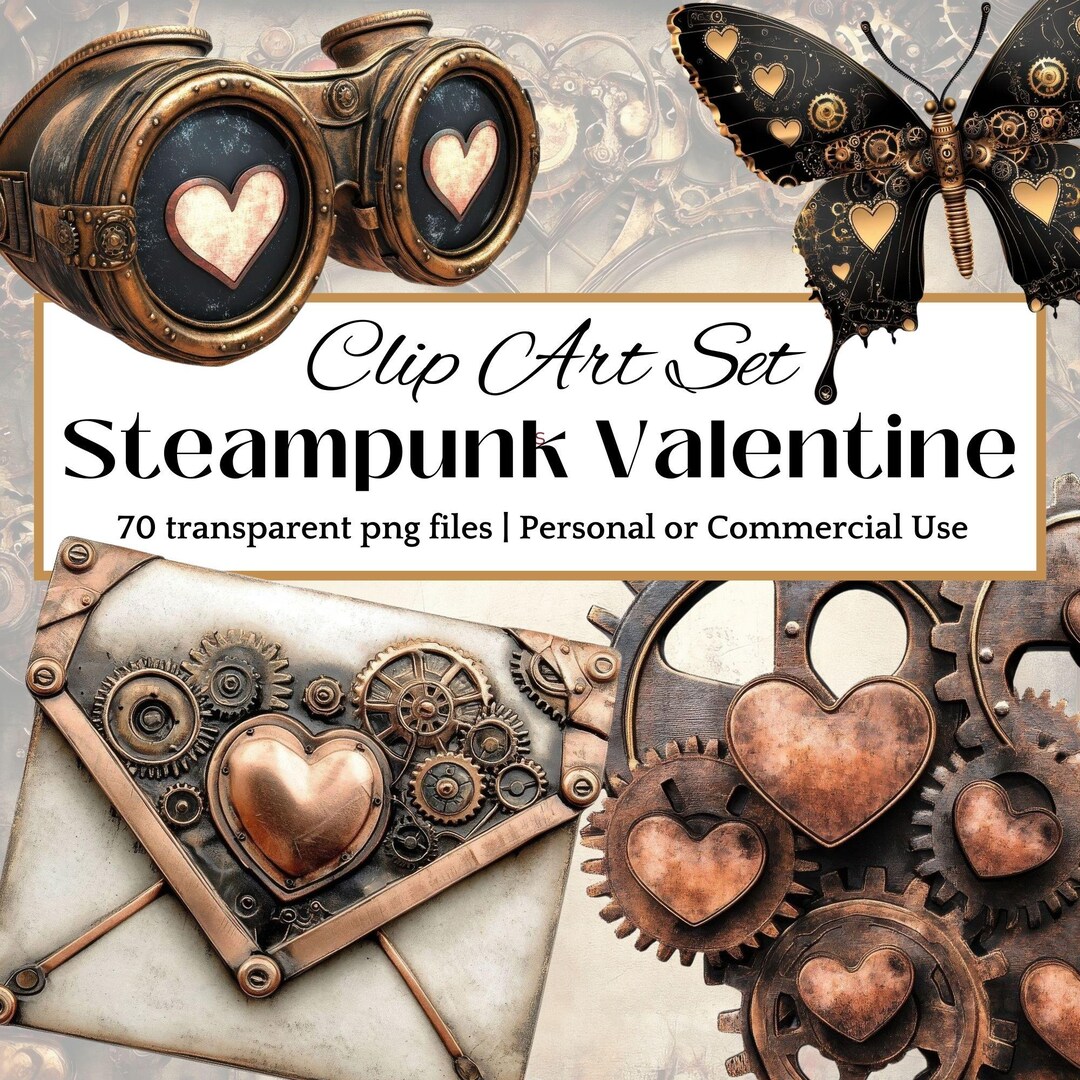 Steampunk Valentine CLIPART Steampunk Ephemera Victorian Junk Journal ...