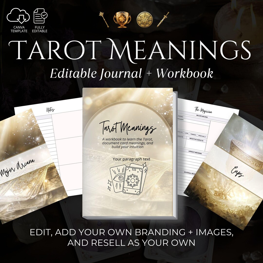 Tarot Meaning Workbook CANVA TEMPLATE for Learn Tarot Card Meaning ...