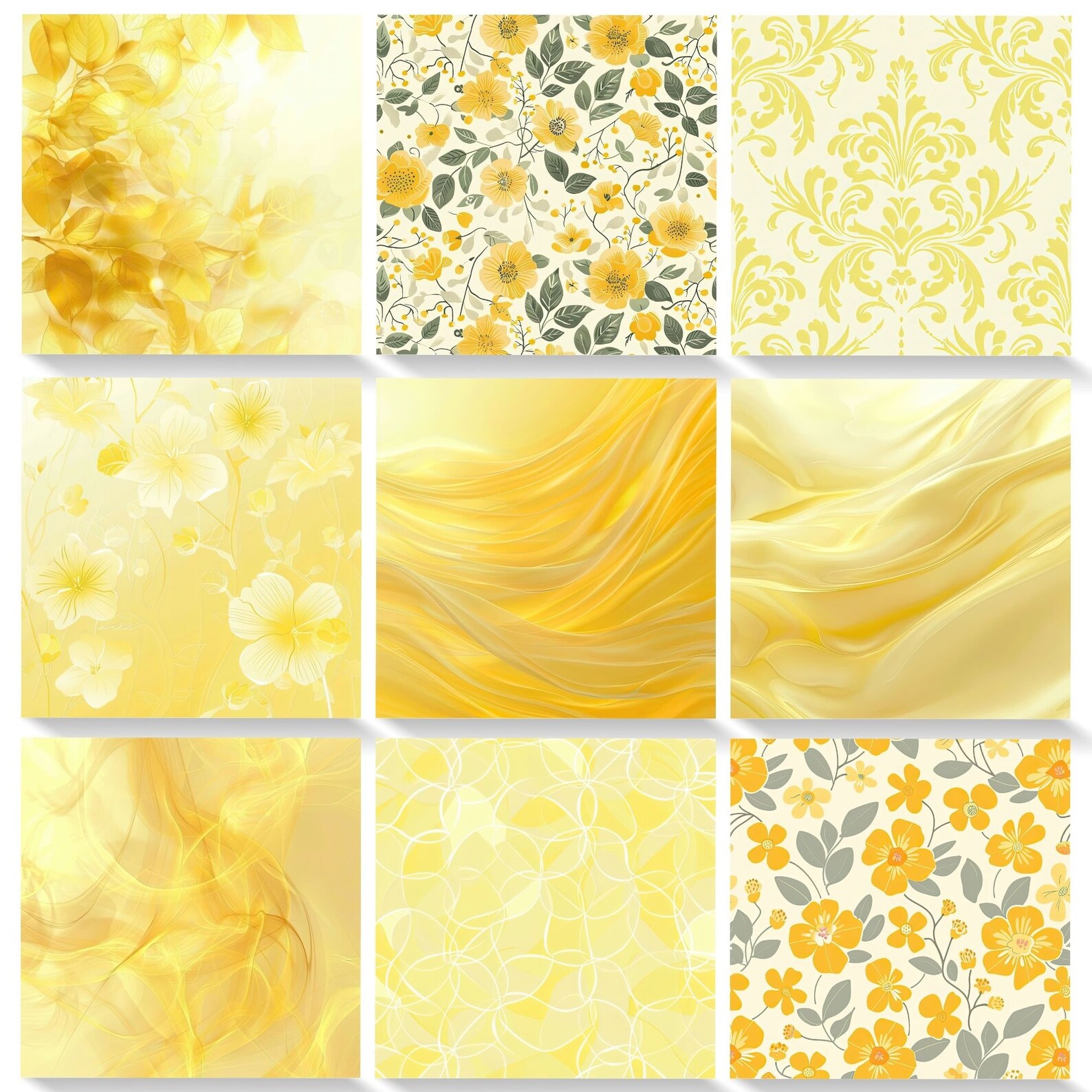 Yellow Digital Paper Instant Download Lemon Yellow Background Light ...
