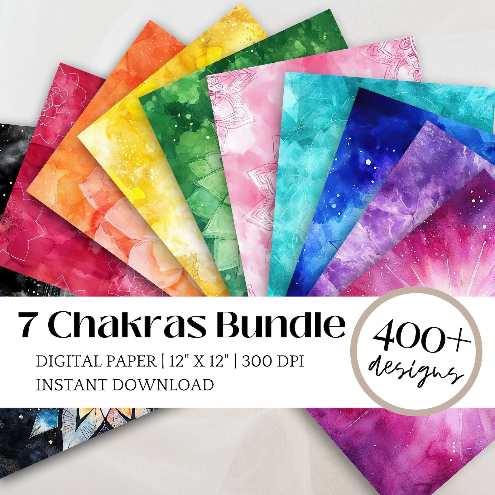 7 Chakras DIGITAL PAPER for Crafting Printable Chakra Scrapbook Paper ...