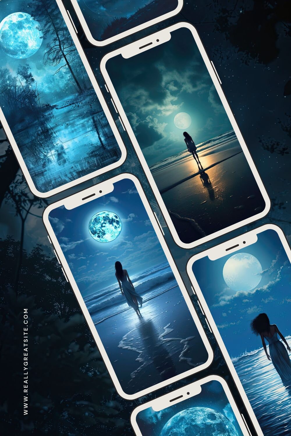 Blue Moon IMAGE SET Astrology Digital Paper Cosmic Image Celestial ...