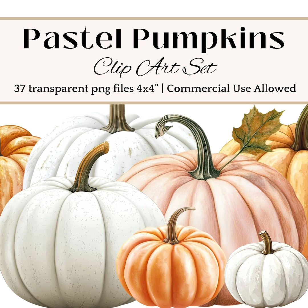 Fall Pumpkin CLIP ART Thanksgiving Pumpkin Illustration Autumn Pastel ...