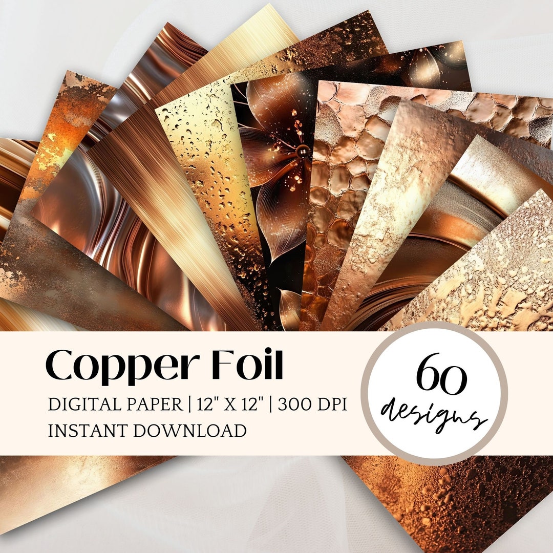 Copper Foil Wedding DIGITAL PAPER Metallic Scrapbook Paper for DIY ...