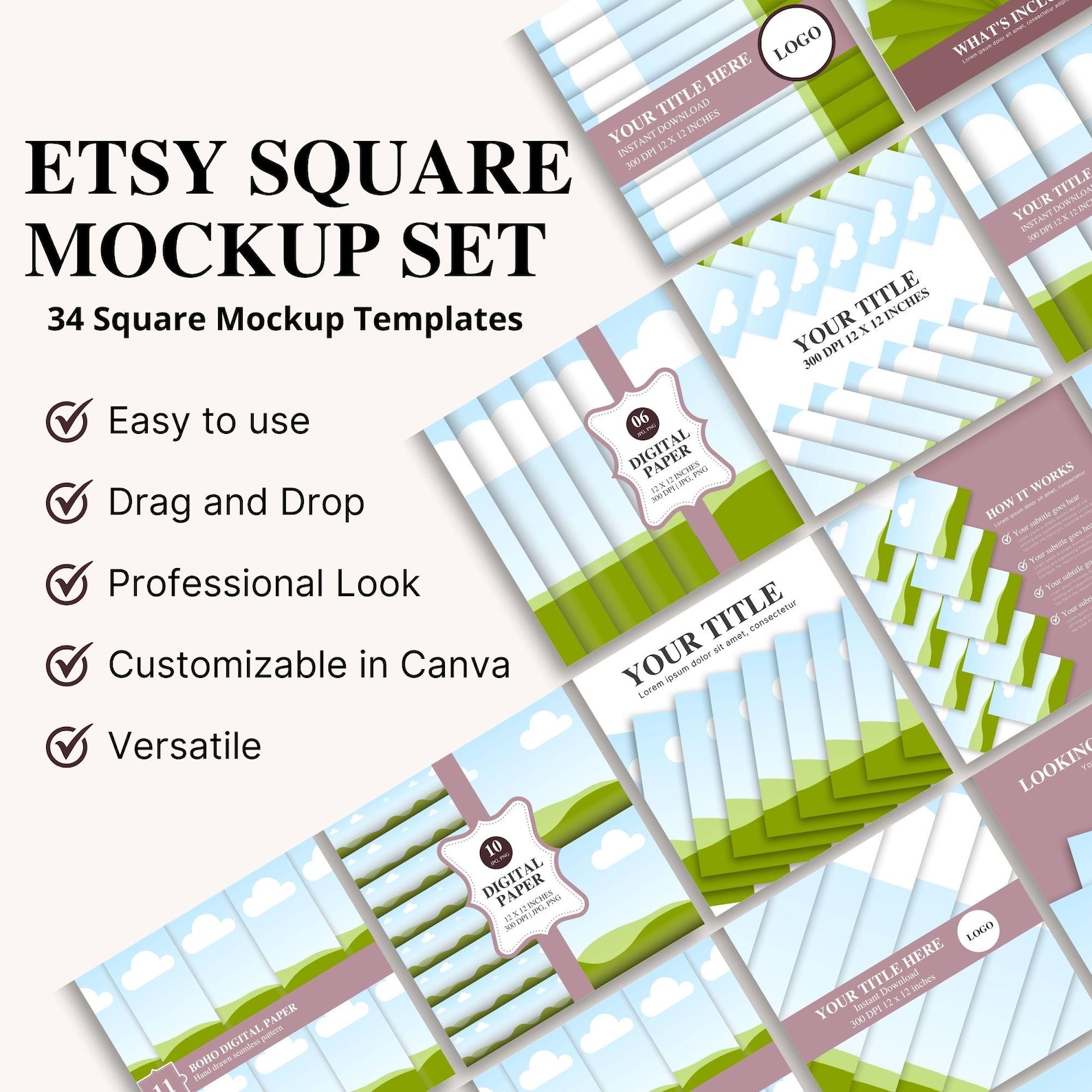 Canva Mockup TEMPLATE for Etsy Seller Template to Sell Ebook Mock up ...