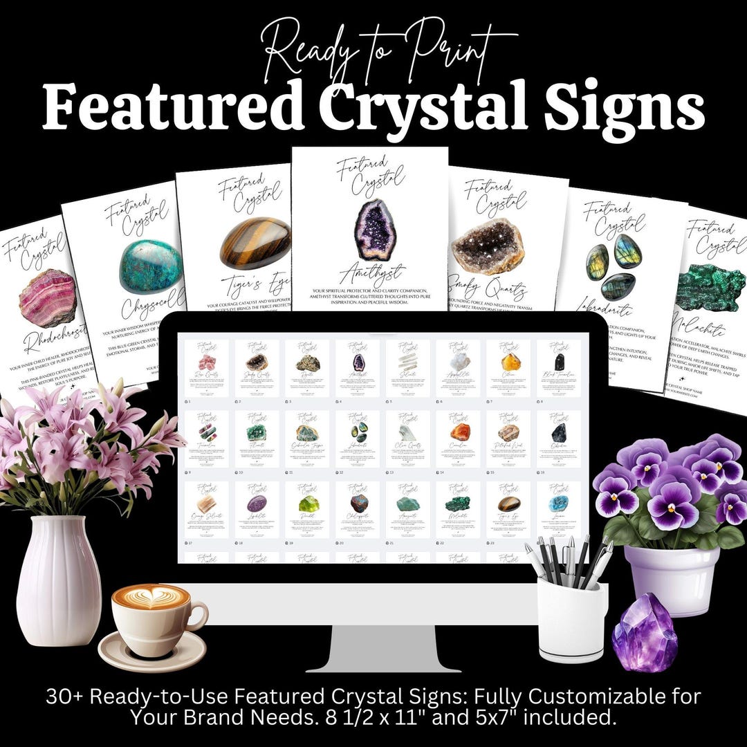 Crystal Shop Sign CANVA TEMPLATE for Crystal Business Crystal ...