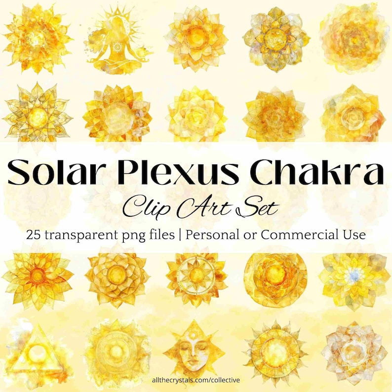 Solar Plexus Chakra CLIPART PNG Set for Confidence Workbooks, Yellow ...