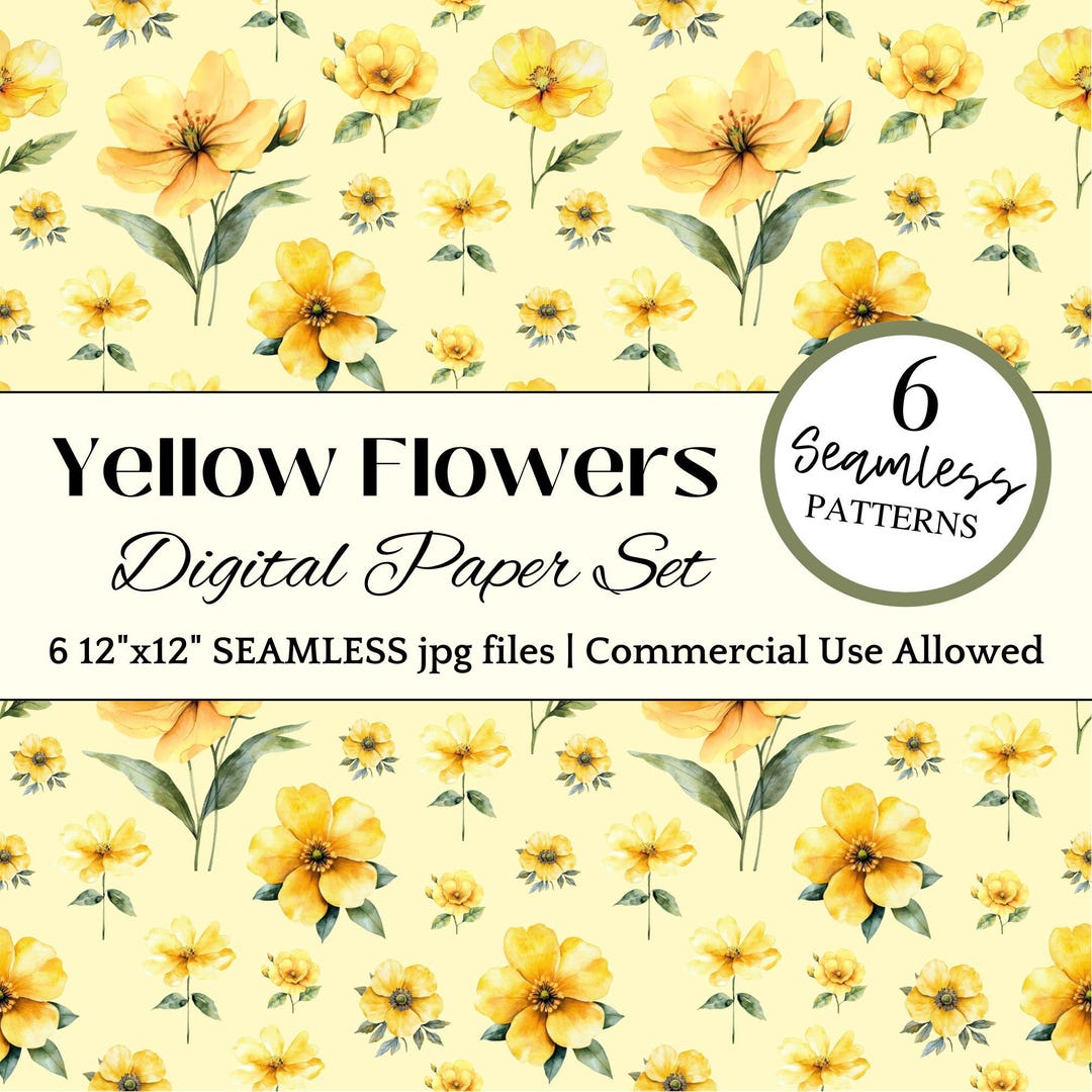 SEAMLESS Yellow DIGITAL PAPER Instant Download Lemon Yellow Background ...