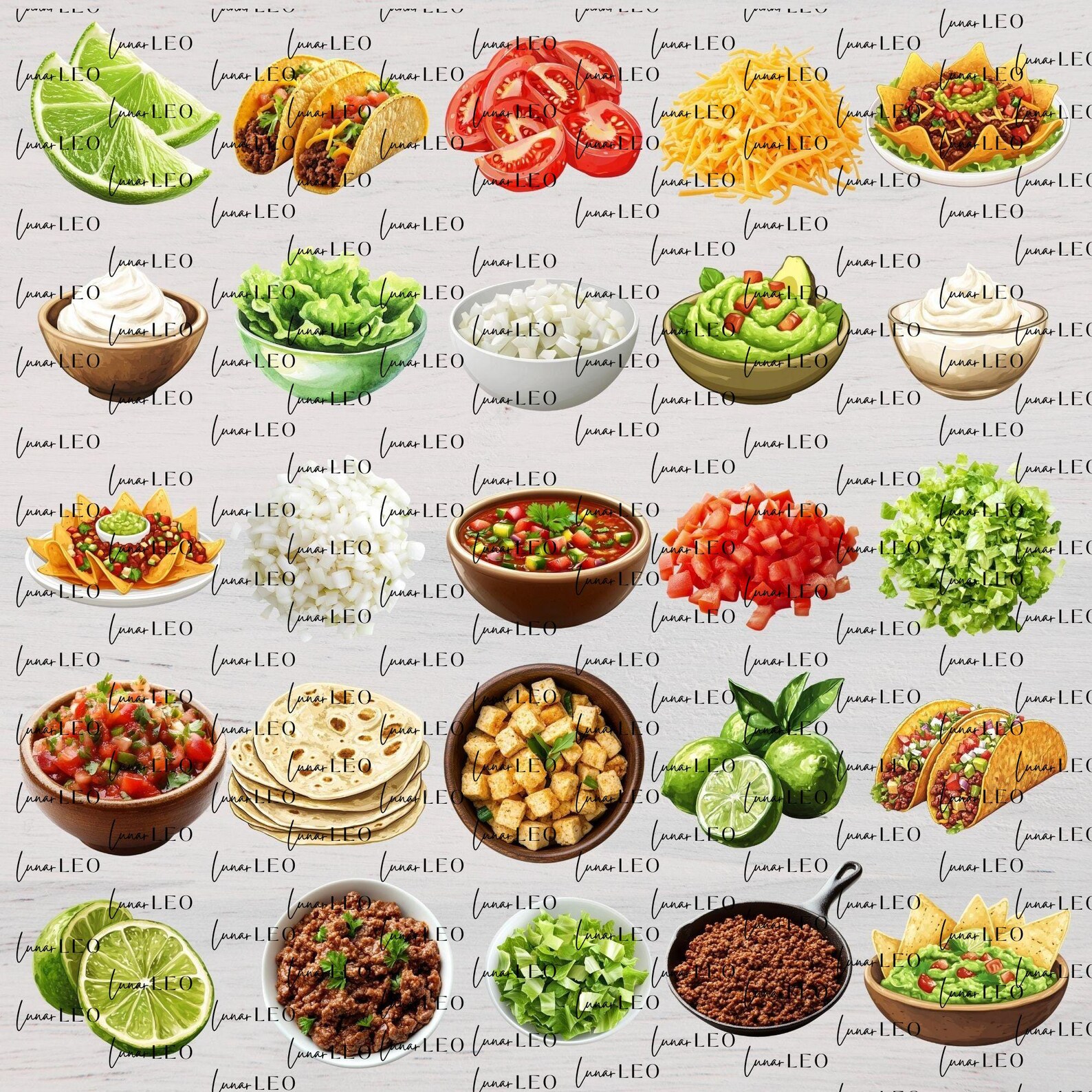 Taco Bar CLIP ART for Party Printable Taco Graphic for DIY Invitation ...