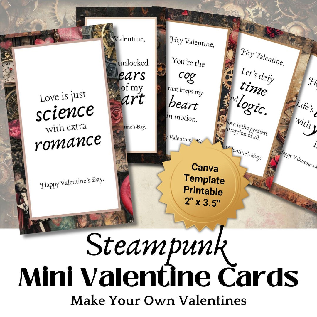 Steampunk Mini Valentine Cards Steampunk Valentine Printable Template ...