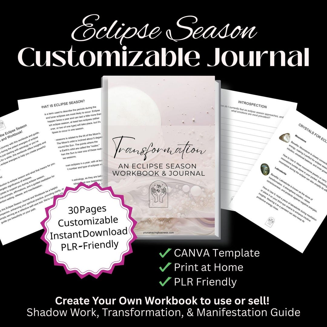 Total Lunar Eclipse Moon Manifestation Shadow Work Journal for Self ...