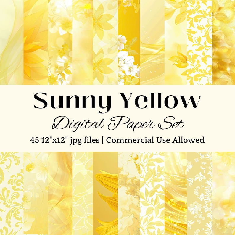 Yellow Digital Paper Instant Download Lemon Yellow Background Light ...
