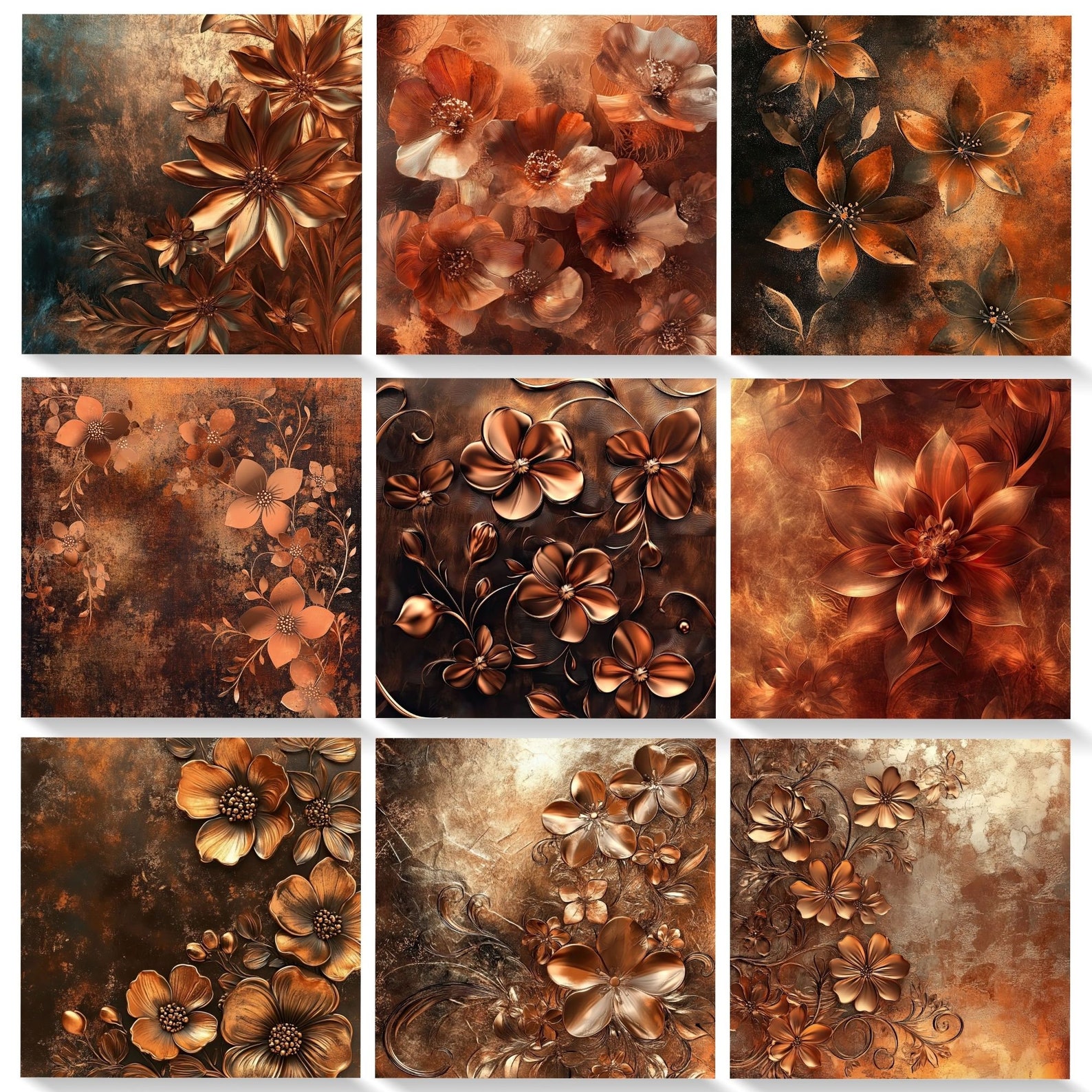 Hammered Copper DIGITAL PAPER Metallic Background for Craft Printable ...