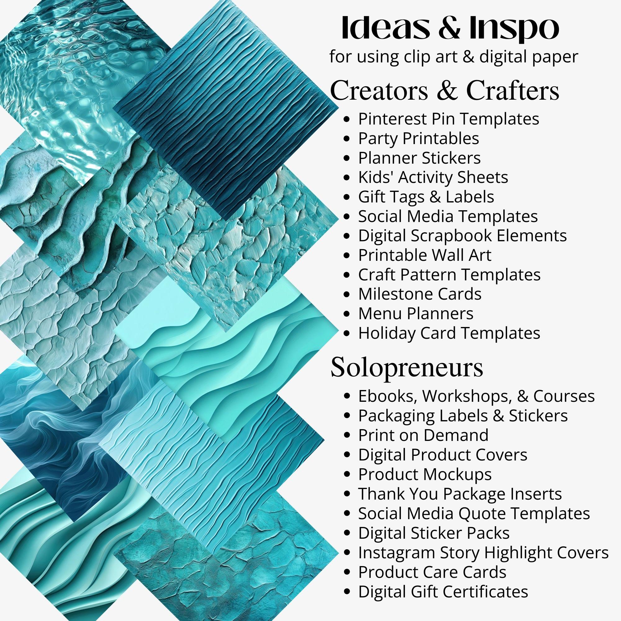 Aqua DIGITAL PAPER Ocean Wave Texture Turquoise Water Pattern Beach ...