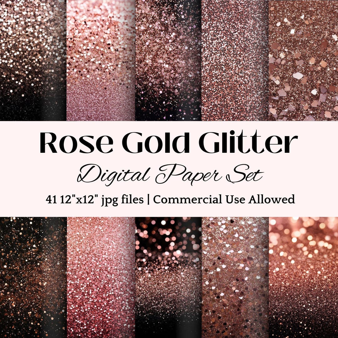 Rose Gold Glitter DIGITAL PAPER Glam Digital Paper Rose Gold Paper ...