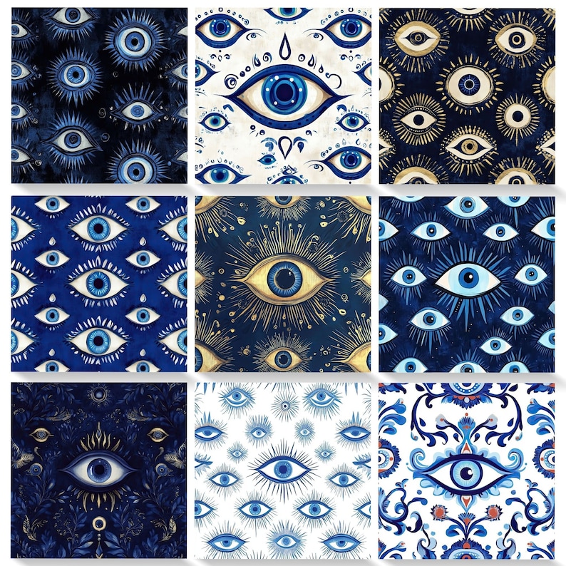Evil Eye DIGITAL PAPER Spiritual Theme Graphic Energy Protection Symbol ...