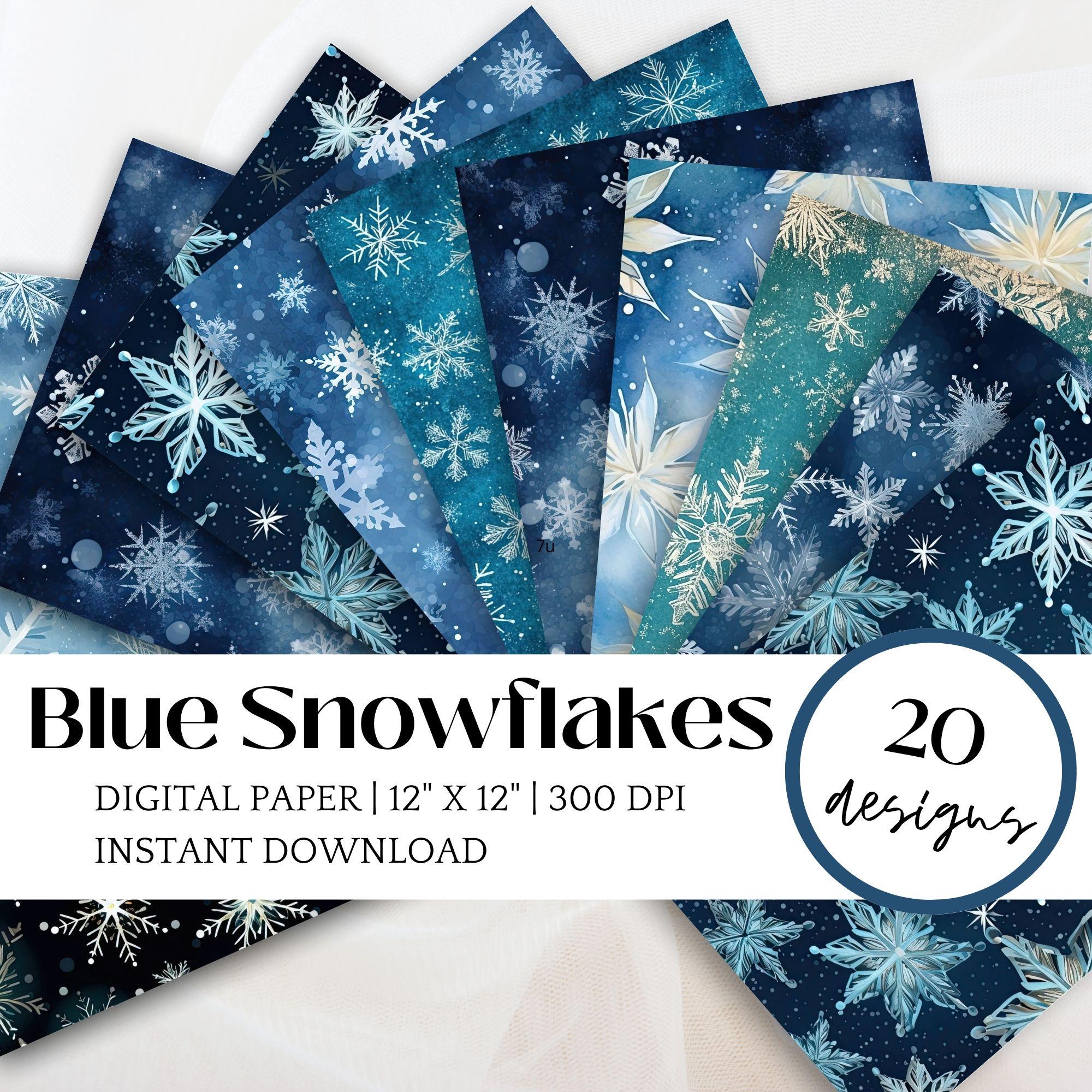 Blue Snowflake DIGITAL PAPER for Winter Scrapbooking Holiday Card ...