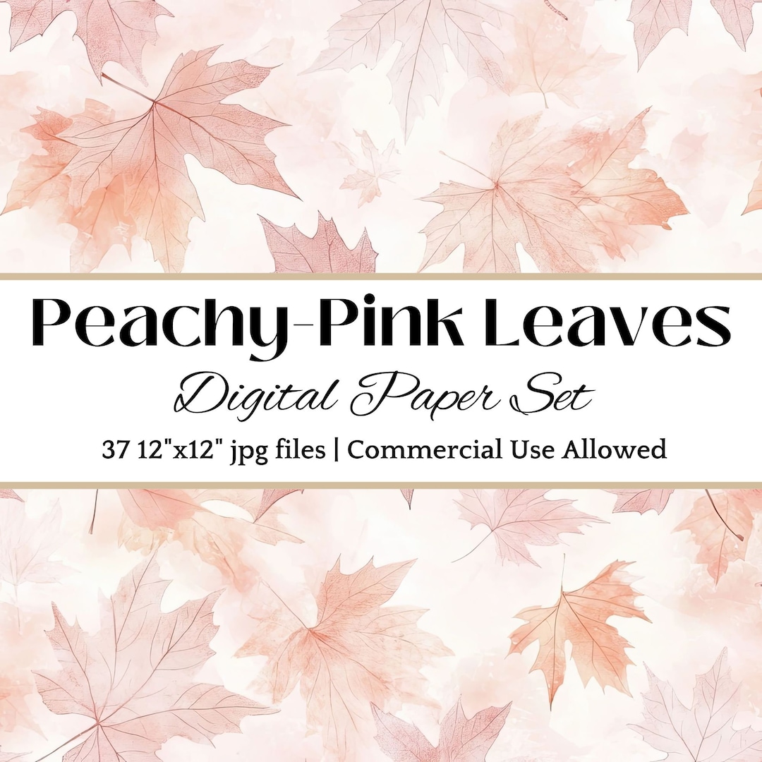 Blush Autumn Leaves DIGITAL PAPER Peach-pink Fall Foliage Pattern Fall ...