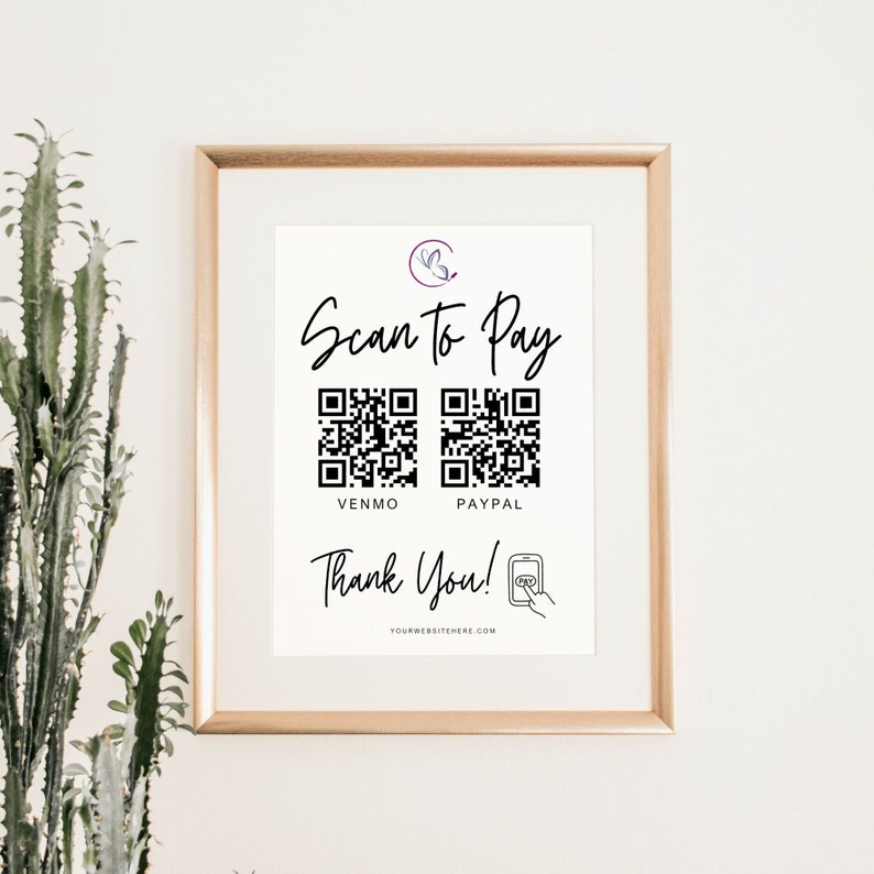 QR Code Payment CANVA TEMPLATE Scan to Pay Sign Venmo Paypal Digital ...