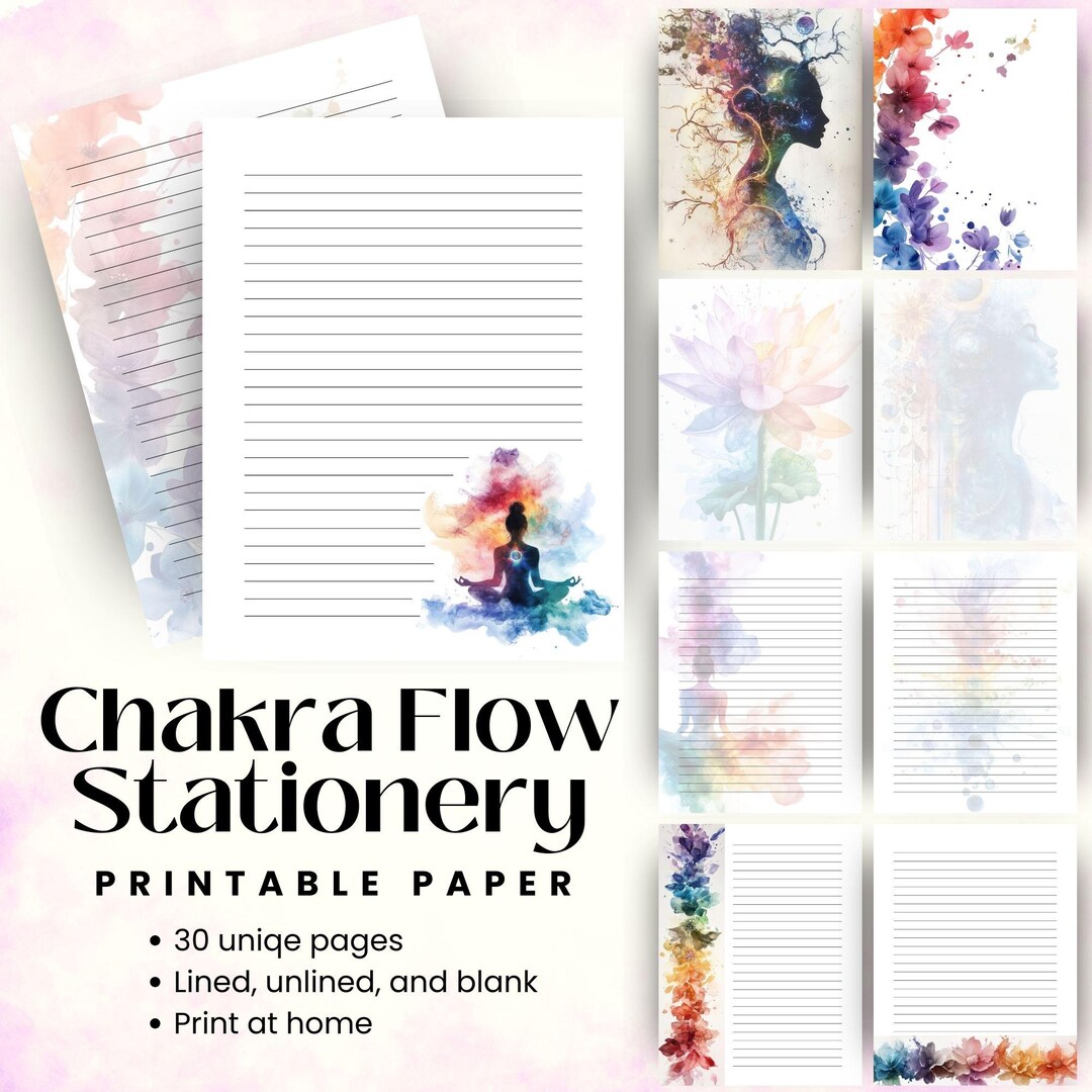 Chakra PRINTABLE STATIONERY for Letter Writing Note Taking Junk Journal ...
