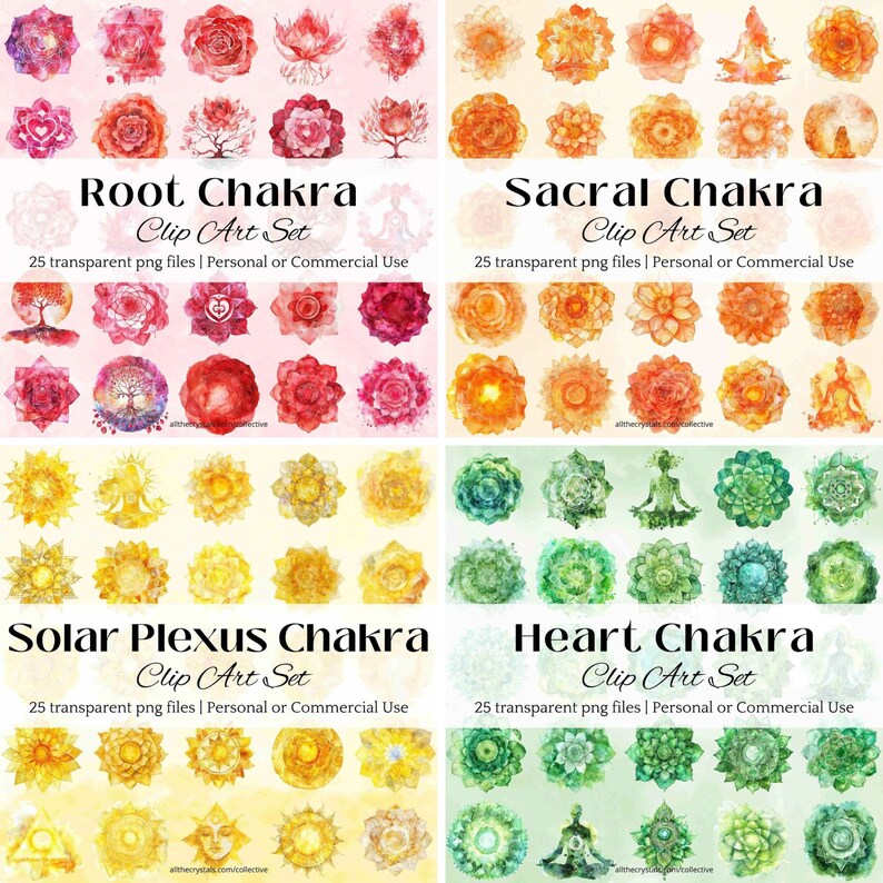 BUNDLE 7 Chakras CLIP ART Set Holistic Energy Healer Clipart Marketing ...