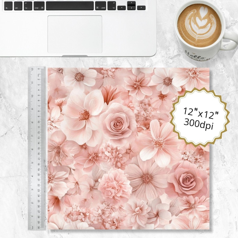 Pink Floral DIGITAL PAPER Soft Romantic Background Blush Scrapbook ...