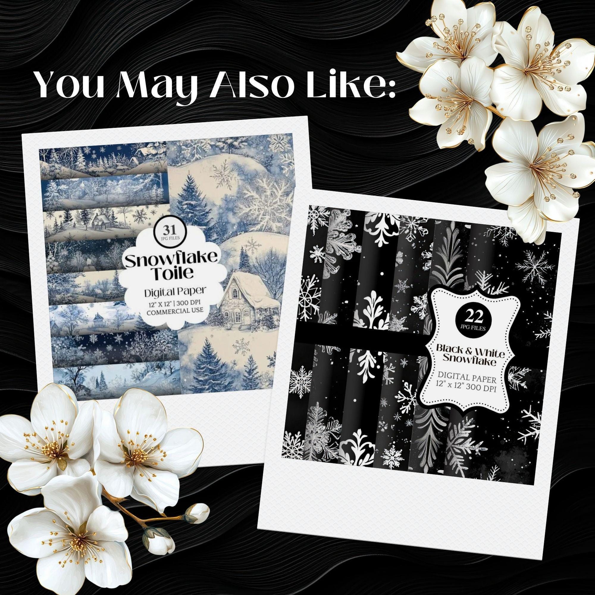 Blue Snowflake DIGITAL PAPER for Winter Scrapbooking Holiday Card ...